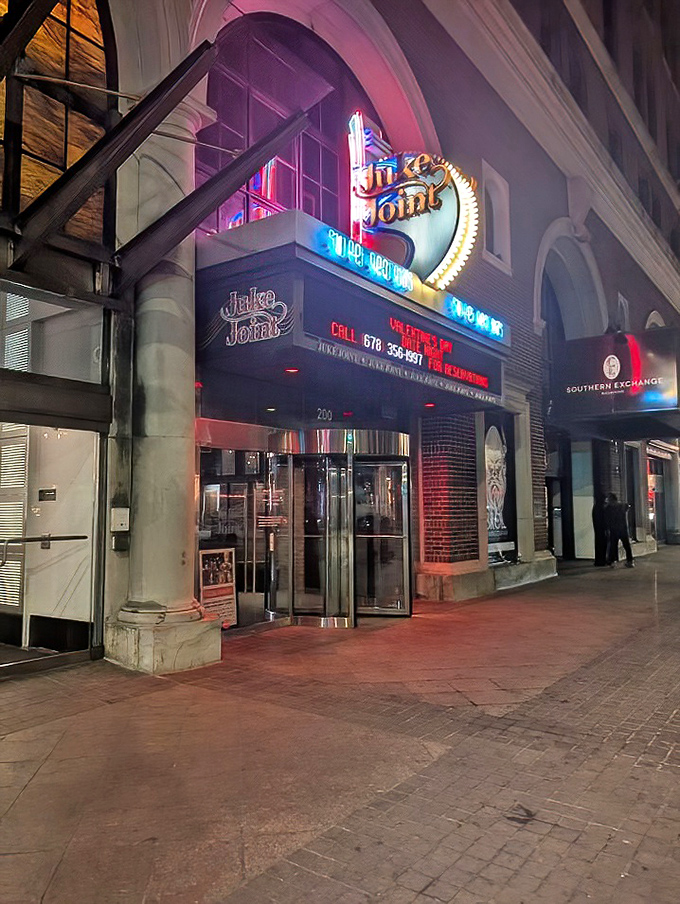 Downtown neon lights beckon food lovers to discover where music and amazing meals create magic.