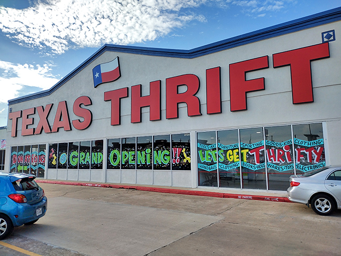 Texas Thrift's clean lines and bright signage promise an organized treasure hunt where patience rewards the persistent with unexpected gems.
