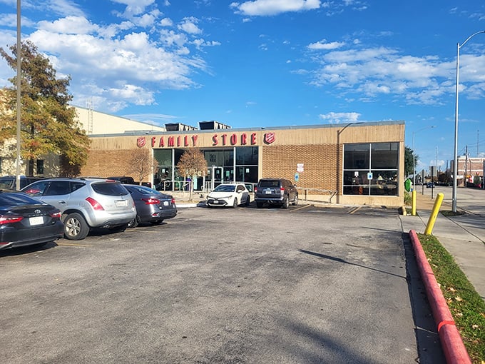 The Salvation Army's familiar red shield promises both great deals and the warm feeling of helping.