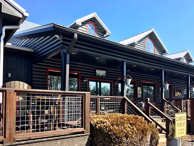 Mountain dining gets the rustic treatment with covered porches that whisper "stay a while, friend."