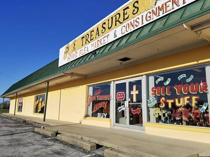 Treasures Indoor Flea Market's bold signage makes a promise it definitely keeps &ndash; your stuff can become someone else's gold!