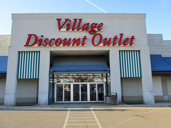 Village Discount Outlet's no-nonsense exterior belies the chaotic wonderland of possibilities waiting just beyond those doors.