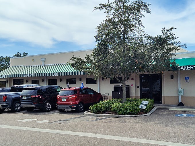 Clean lines and professional presentation hint at the gourmet experience waiting behind those glass doors.
