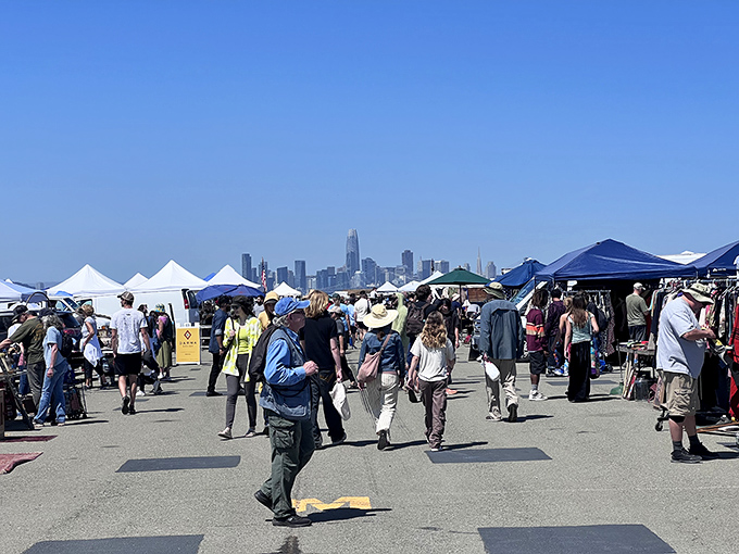 With San Francisco&rsquo;s skyline as a backdrop, Alameda Point bustles with shoppers turning castoffs into prized possessions.