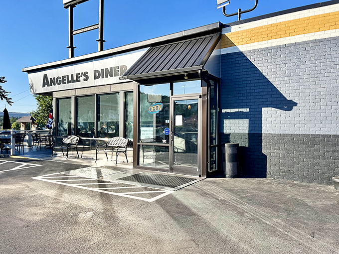 That no-nonsense exterior hides a wonderland of comfort classics. Don't judge this diner by its cover!