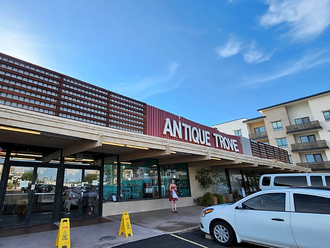 Modern meets vintage in Scottsdale, where even the parking lot promises adventures in organized treasure hunting.