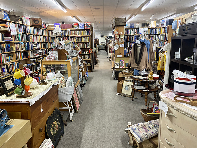 Inside, chandeliers and carefully arranged displays create an atmosphere worthy of Downton Abbey's finest rooms.