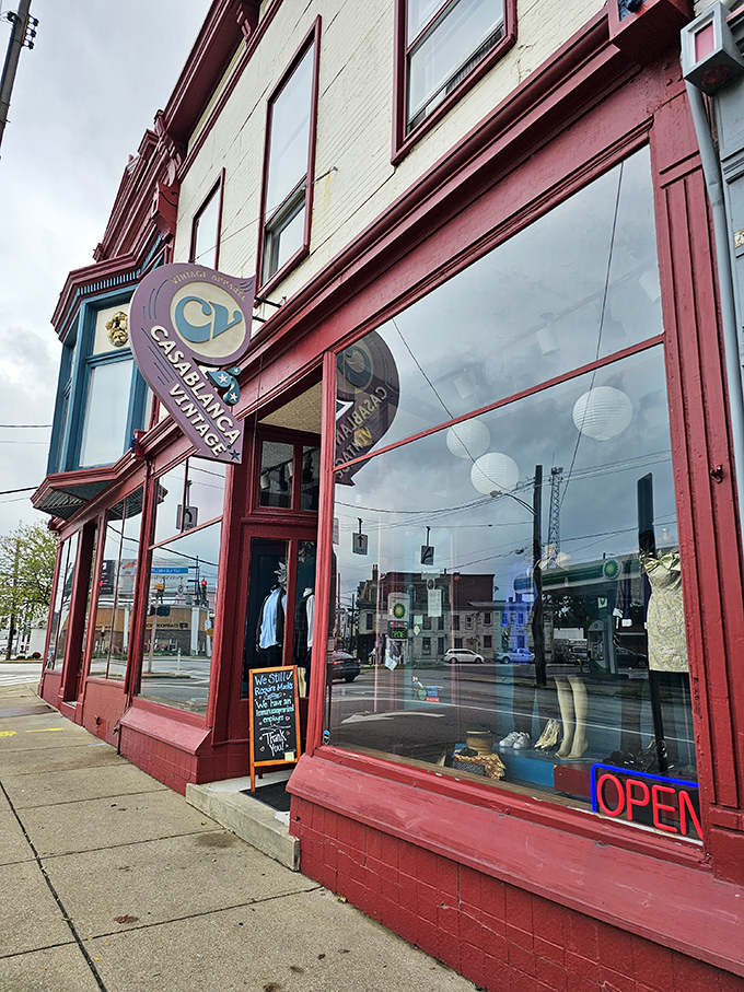 Those vintage storefront windows hint at the carefully curated treasures waiting inside for discerning shoppers.