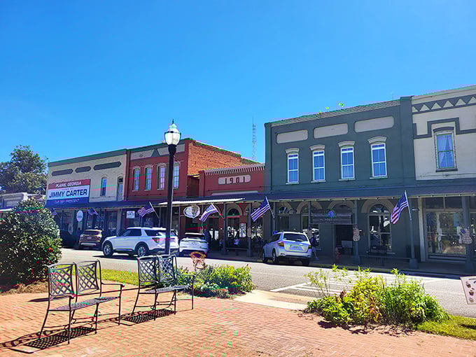 Golden hour casts a warm glow over Cordele's quaint downtown district, where historic brick buildings line streets that have seen generations come and go.