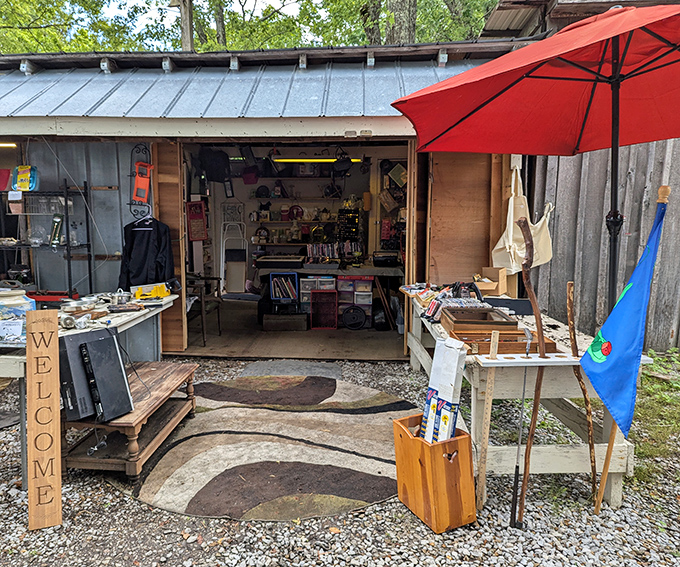 Those colorful flags out front hint at the eclectic mix waiting inside this charming roadside gem.