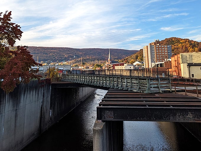 Fall colors frame Cumberland's downtown, where affordable living comes with a side of breathtaking mountain views.