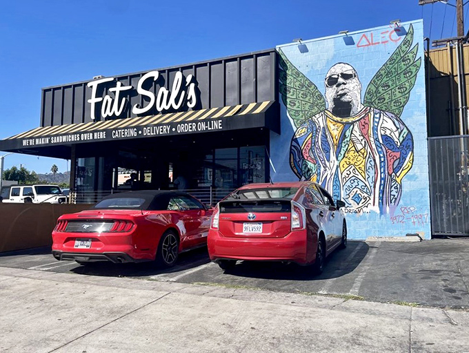 Street art meets sandwich art on Highland Avenue, where creative souls fuel up for Hollywood adventures.