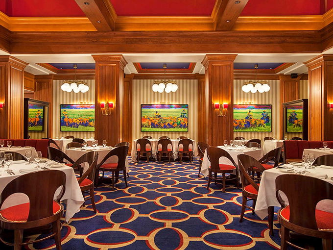 Rich wood, classic decor, and impeccable table settings create the perfect backdrop for Flagler's prime cuts.