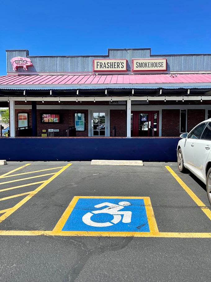 This blue-trimmed haven proves that paradise sometimes comes with a side of perfectly smoked ribs.