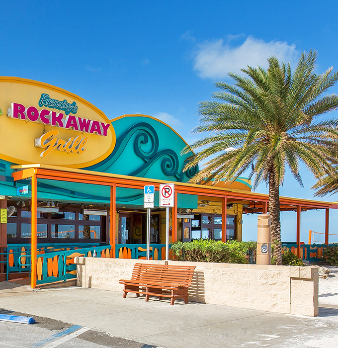 Frenchy's Rockaway Grill brings the Caribbean color palette to Clearwater Beach. Those wave designs aren't just cute&mdash;they're a preview of what's swimming in your sandwich.