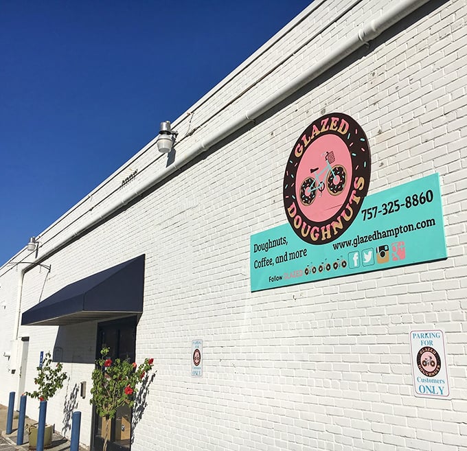 Red signage against modern architecture - sometimes the best flavors come in the most stylish packages.