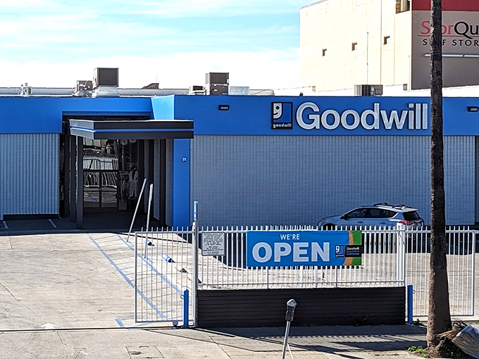 Behind that industrial blue facade lies a thrift shopper's paradise - bigger than your local grocery store.