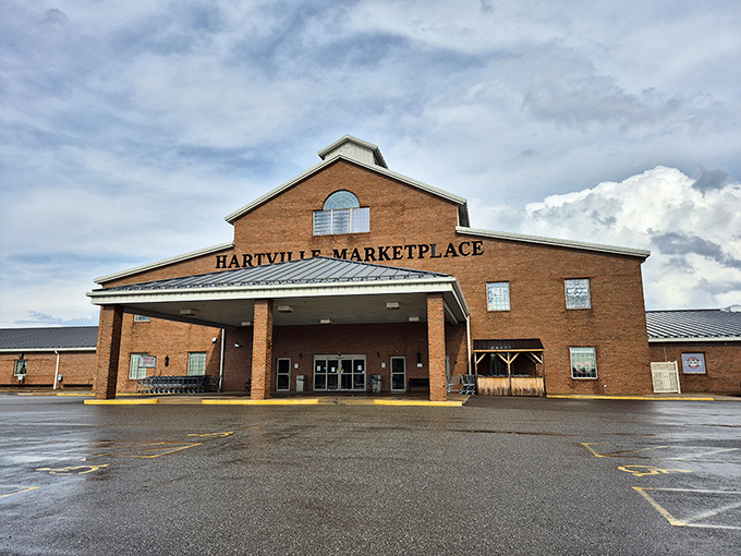 The grand entrance promises climate-controlled comfort while you hunt for those once-in-a-lifetime vintage finds inside.