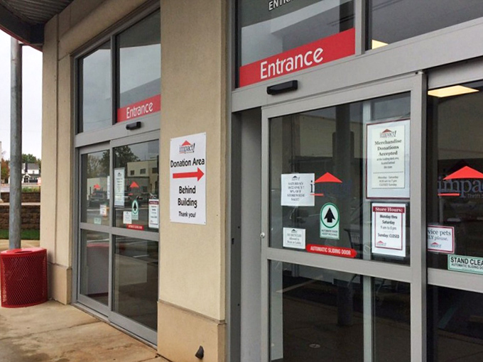 This unassuming entrance hides a wonderland of thrifty finds—like finding Narnia in a suburban strip mall!