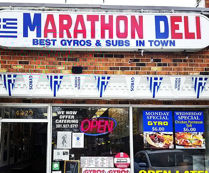 The bold red and blue sign has guided hungry College Park students for generations. When that "OPEN" sign glows, taste buds rejoice!