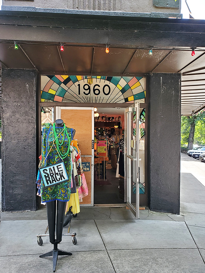 The colorful 1960 sign and eclectic window display promise unique finds that tell stories from decades past.