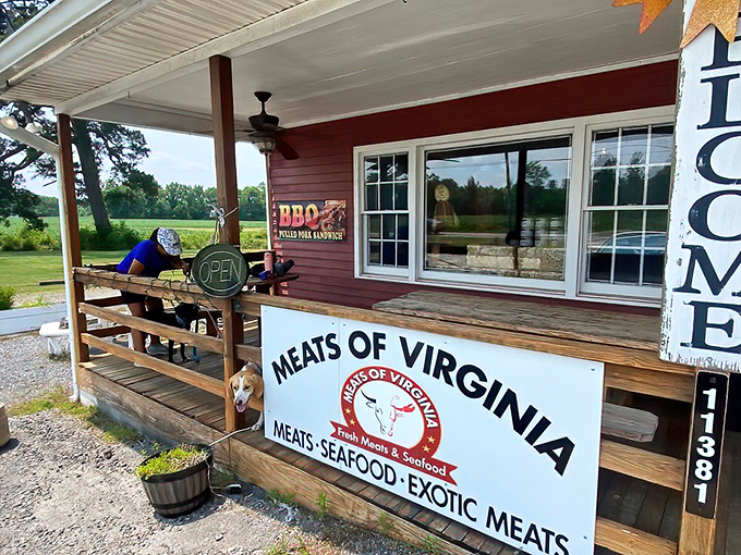 This Surry County gem combines butcher shop charm with front-porch hospitality and a friendly dog for good measure.