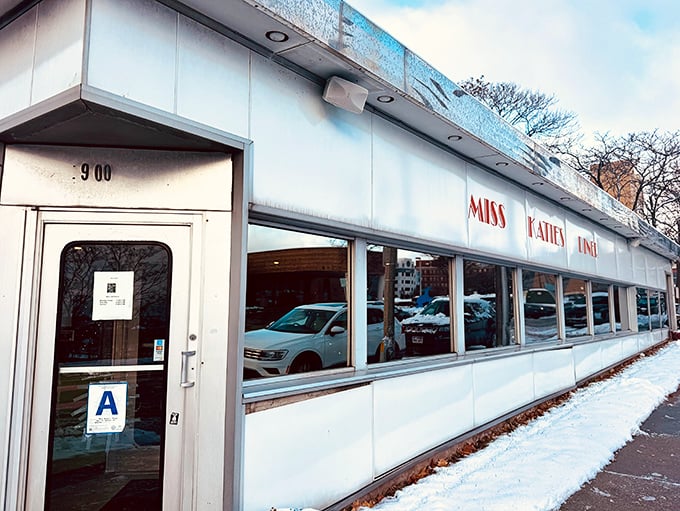 Even in winter, Miss Katie's clean lines and retro charm stand out against Milwaukee's urban landscape.