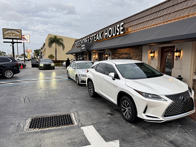 Even the luxury cars know where to find the good stuff! Okeechobee's classic fa&ccedil;ade has been welcoming hungry Floridians since before Disney was a Florida twinkle.