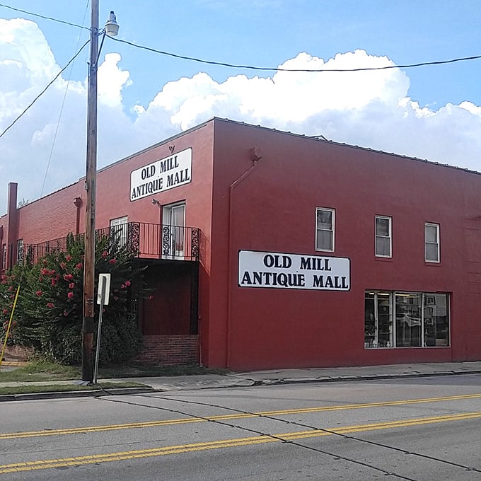 The classic red brick exterior promises old-school quality and down-home antique shopping inside.