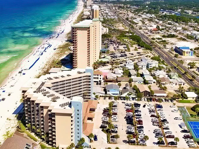 Beachfront high-rises in Panama City stand tall, while nearby local eateries keep their prices refreshingly down to earth.