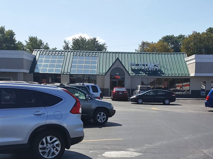 Beneath that green roof lies a carefully curated collection of gently used fashion that won't make your credit card weep.