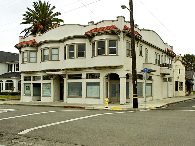 The building that couldn't decide between "Spanish villa" and "Victorian parlor"! Rio Vista's architectural identity crisis somehow works better than it should.