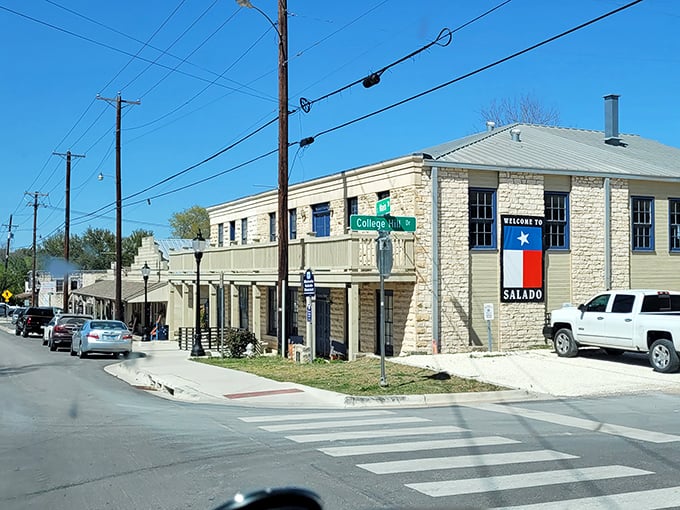 College Street in Salado flows as gently as the creek, where every storefront tells a story worth hearing.