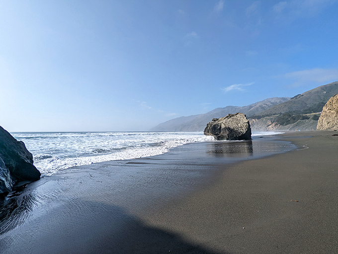 The rugged beauty of San Carpoforo Creek Beach turns every tide into a brushstroke on nature&rsquo;s quiet, windswept canvas.