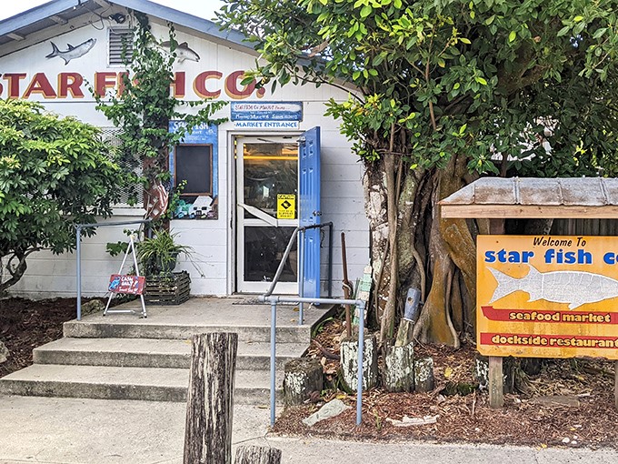 That welcoming blue door opens to seafood so fresh, you can practically hear the Gulf waves.
