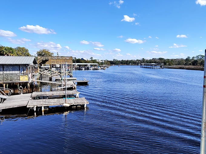 Fishing village perfection! Steinhatchee's wooden docks and shacks tell stories of catches so big, they'd make your fishing app crash.