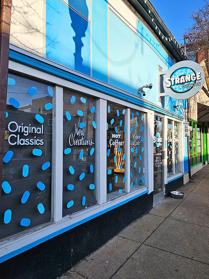 Those colorful window decorations promise the kind of donut adventure that makes ordinary days extraordinary.