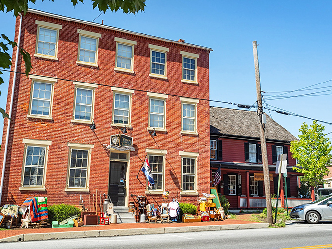 Historic brick buildings line Strasburg's main street – each one hiding culinary treasures behind those colonial facades.