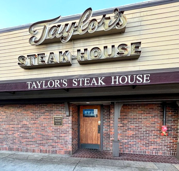 Taylor's classic signage promises a steakhouse experience from a time when dinner was an event, not just a meal.