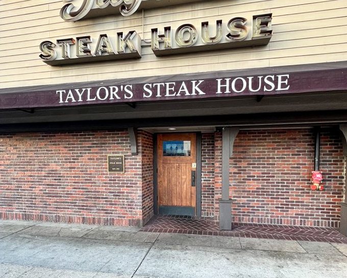 Taylor's timeless facade whispers of perfectly aged steaks and decades of satisfied carnivorous customers.