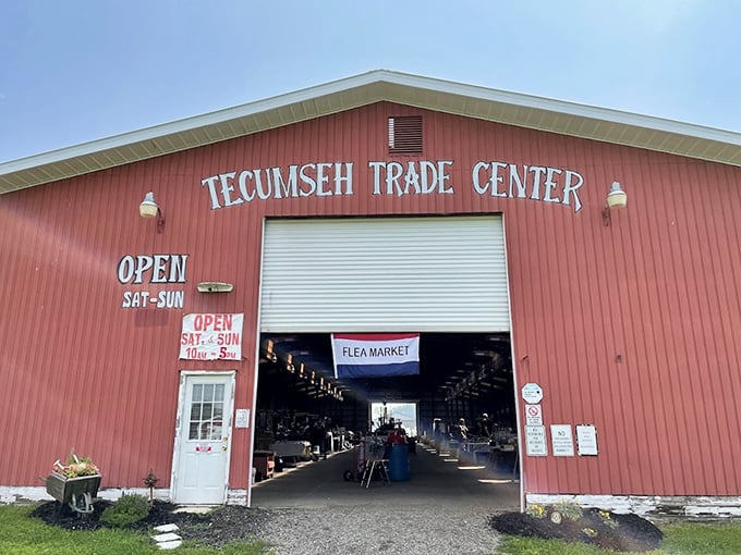 When a flea market opens its massive barn doors like this, you know you're in for some serious rural treasure hunting!
