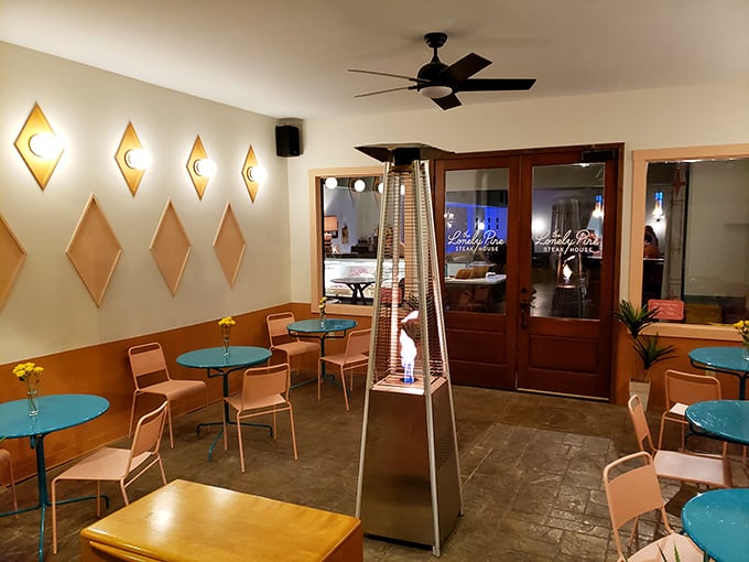 Clean lines and warm lighting create the perfect backdrop for serious steak conversations and memorable meals.