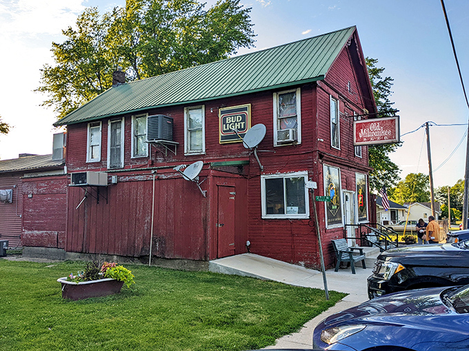 Small-town charm with a satellite dish - because even great steakhouses need to catch the game. 