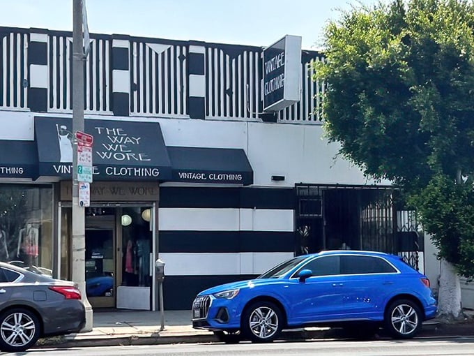 Step into this zebra-striped building and travel through decades of style, from flapper dresses to power suits.