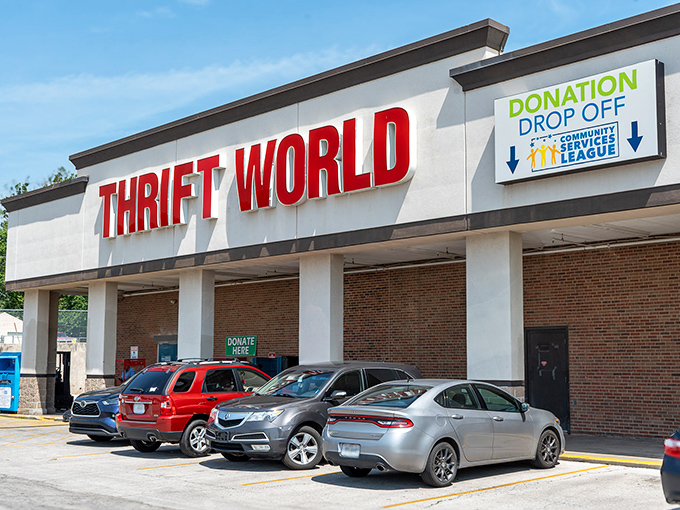 That brick and modern design combo creates the perfect backdrop for serious bargain hunting adventures.