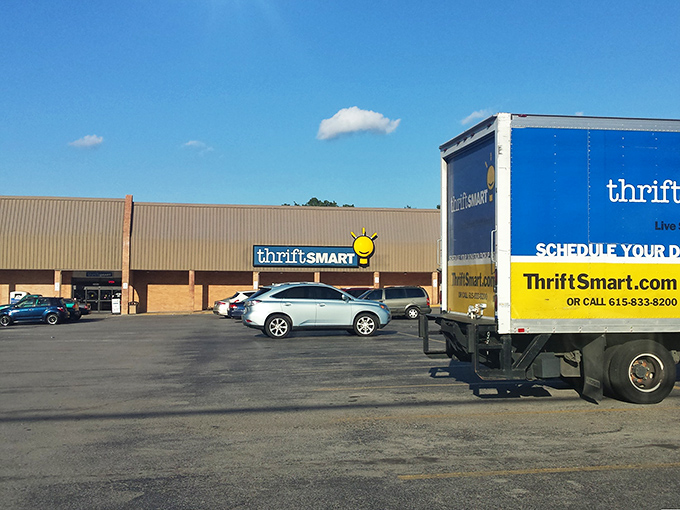 Even the donation truck knows this place is where smart shoppers come to strike gold.