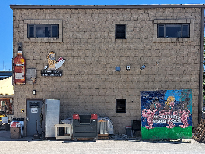 Street art meets sea art in this colorful corner where creativity and crustaceans collide beautifully.