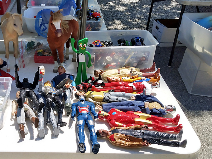 Childhood memories lined up for adoption. These action figures aren't just toys&mdash;they're time machines to Saturday morning cartoons and backyard adventures.