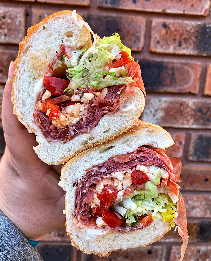 This isn't just a sandwich; it's architecture&mdash;Italian meats, cheese, and veggies stacked with the precision of a Frank Lloyd Wright design.