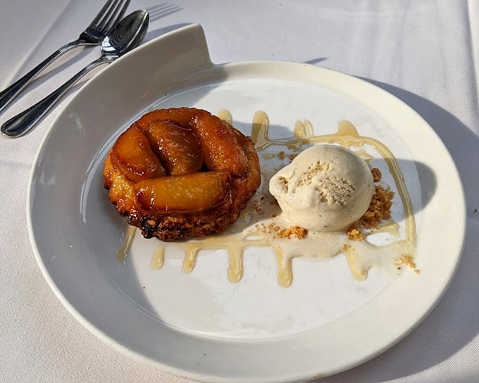 Apple Tarte Tatin with vanilla ice cream&mdash;proof that the French understand that life's too short to skip dessert.